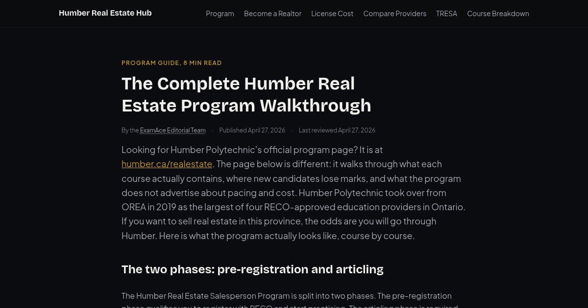 The Complete Humber Real Estate Program Walkthrough (2026)